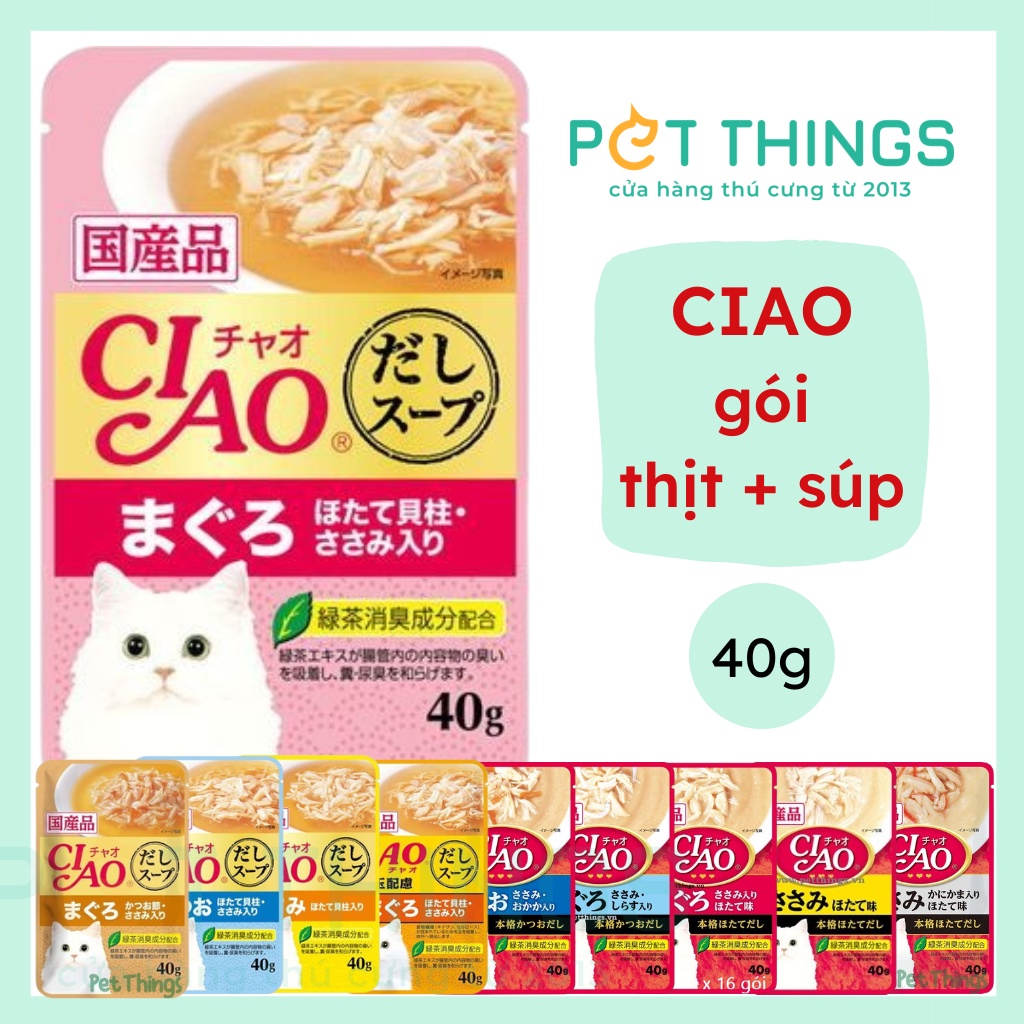 Pate Ciao gói 40g cho mèo thịt + nước súp, nhập Thái Lan, thức ăn ướt cho mèo | Shopee Việt Nam