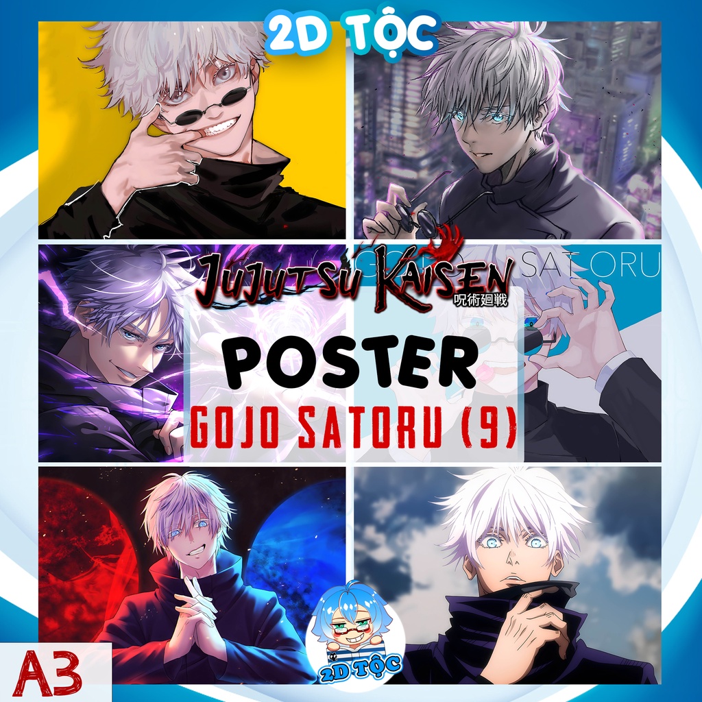 TRANH POSTER A3 GOJO SATORU (9) ANIME MANGA JUJUTSU KAISEN CHÚ THUẬT ...
