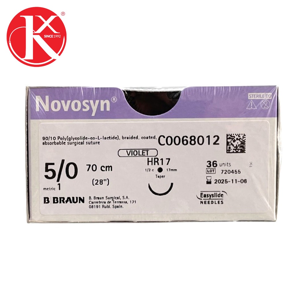 CHỈ PHẪU THUẬT TỰ TIÊU TỔNG HỢP BBRAUN NOVOSYN® VIOLET Số 5/0 ...