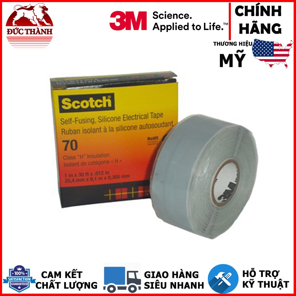 Băng keo điện tự kết dính chịu nhiệt 3M Scotch 70 Self Fusing Silicone Rubber Electrical Tape 25 ...