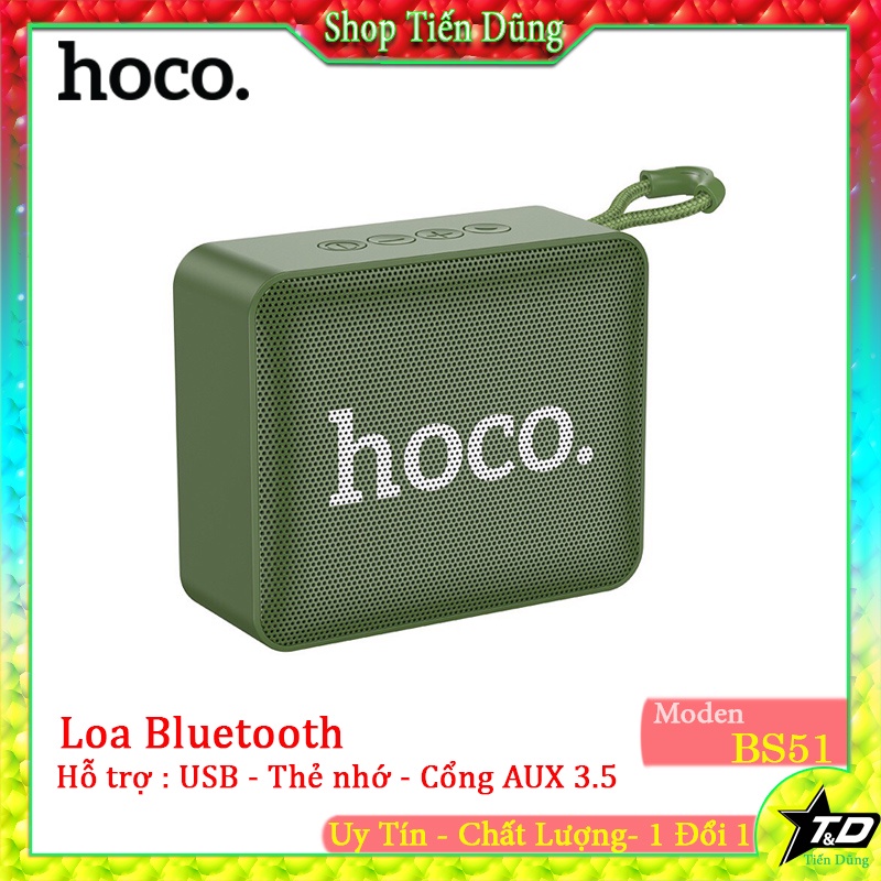 Loa Bluetooth Hoco BS51 Gold brick sound Wireless V5.2WT hỗ trợ các chế độ phát BT, TWS, FM, TF ...