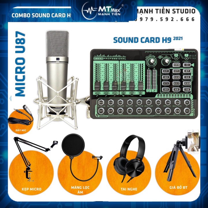 MT MAX Combo thu âm livestream karaoke Sound Card H9 2024 Và Micro U87 ...