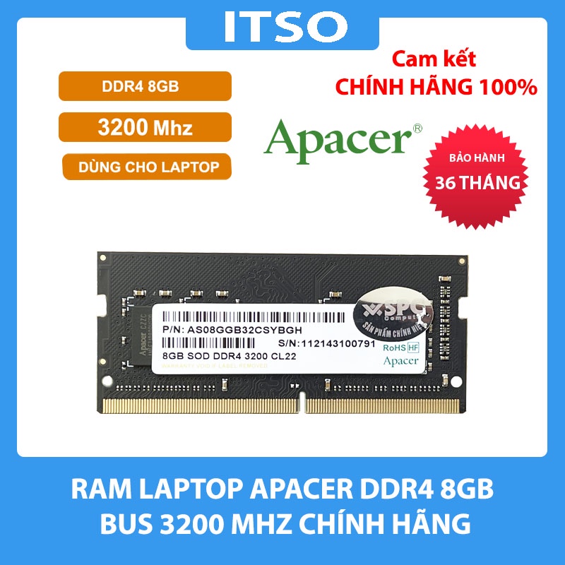 Ram laptop APACER DDR4 SODIMM bus 3200 Mhz 8GB RP chính hãng - BH 36 ...