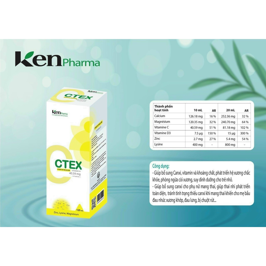 Siro bổ sung Canxi, vitamin và khoáng chất CTEX 125ml ( nhập khẩu từ ...