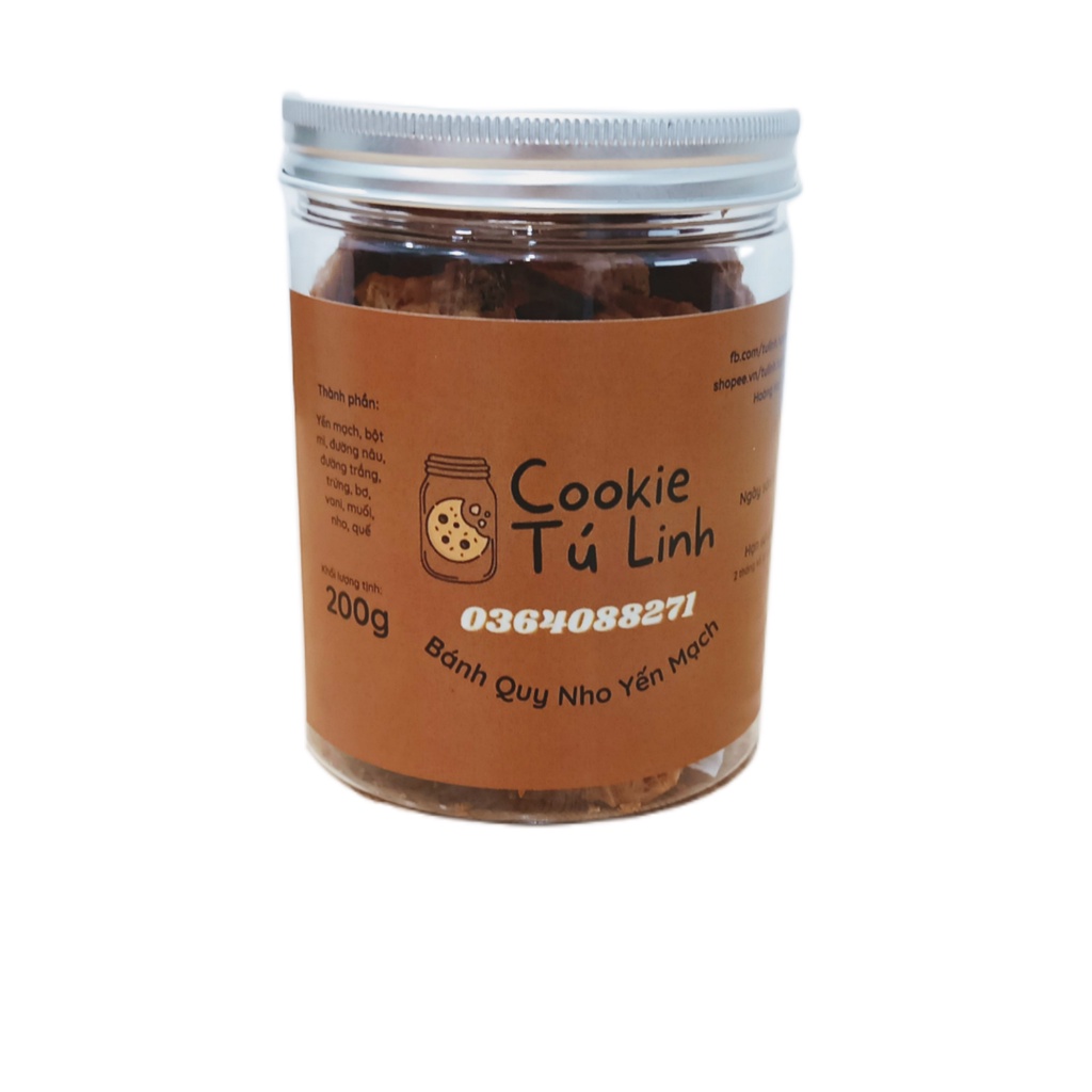 Bánh Quy Nho Yến Mạch Homemade | Cookies Nho Yến Mạch hộp 200g | Shopee ...