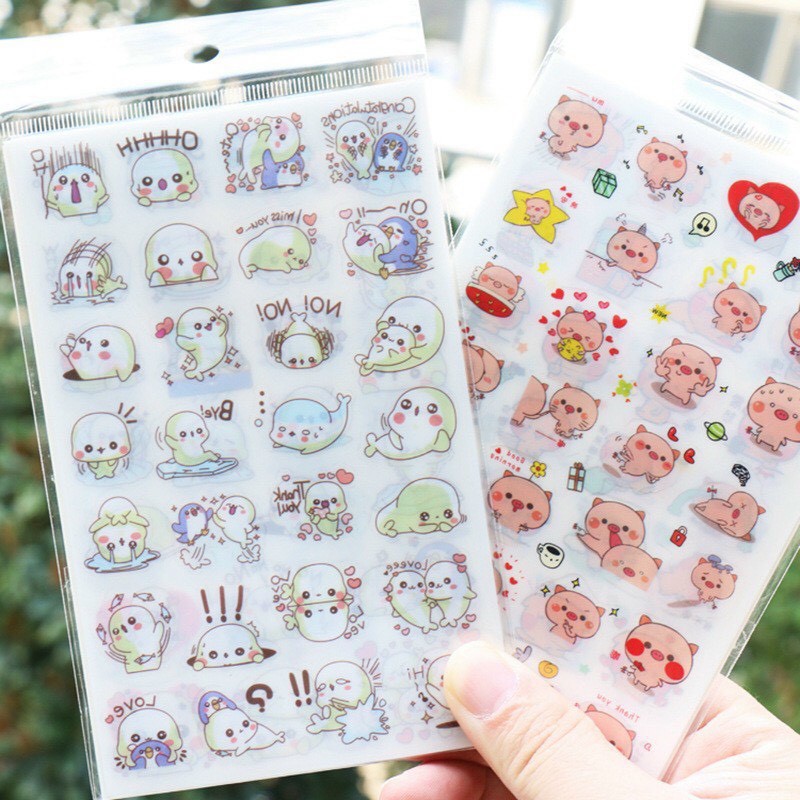 Bộ 6 sticker dán mẫu Hải cẩu, cá voi, heo | Shopee Việt Nam