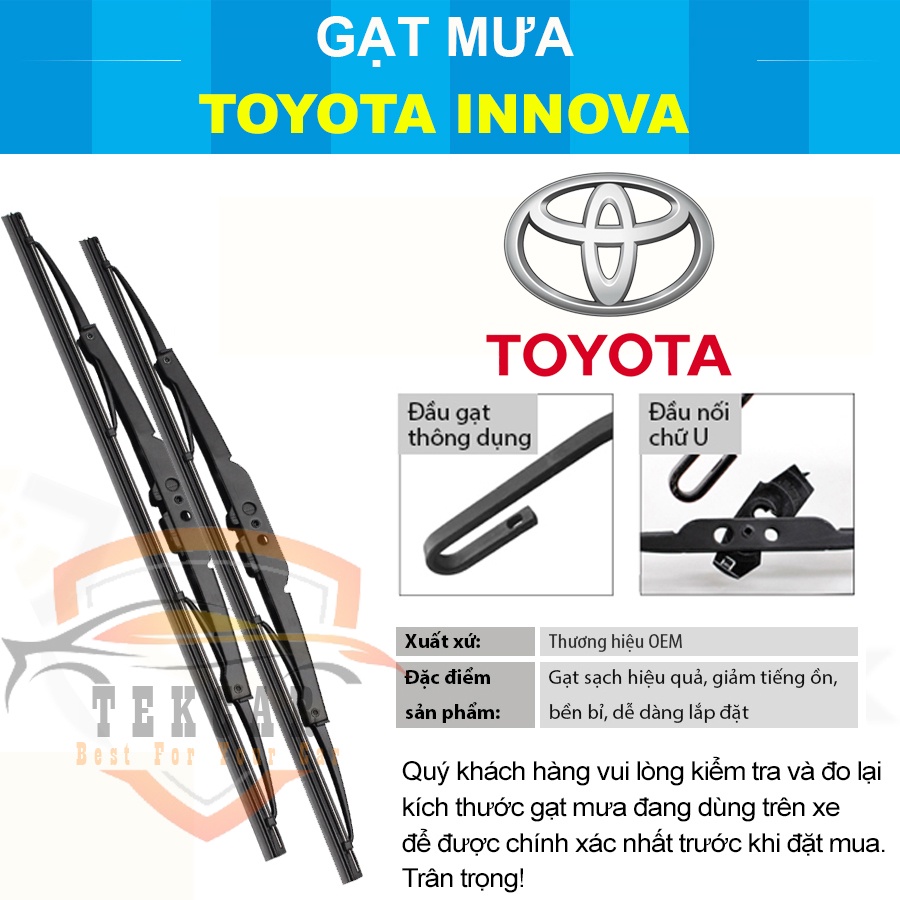 [1 CẶP - INNOVA] Gạt mưa ô tô xe Toyota Innova cần gạt kính khung xương ...
