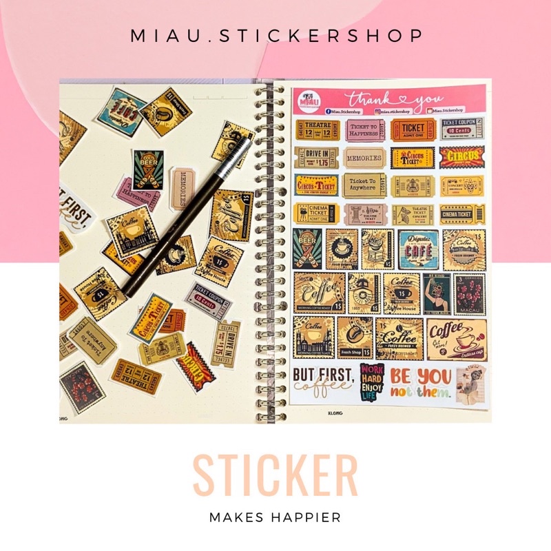 BÌA STICKER TEM VINTAGE 34 MIẾNG | Shopee Việt Nam