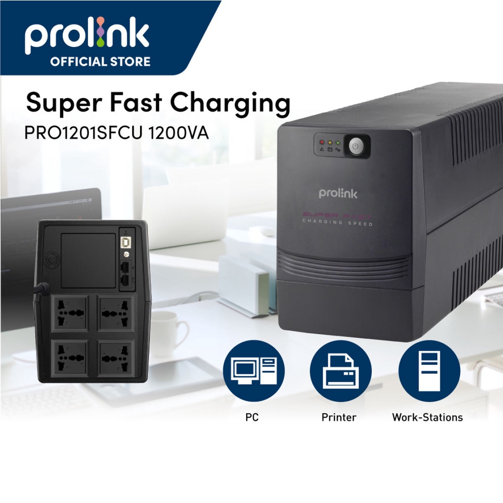 Bộ lưu điện UPS Prolink PRO1201SFCU 1200VA/600W - BH 36 Tháng Chính ...