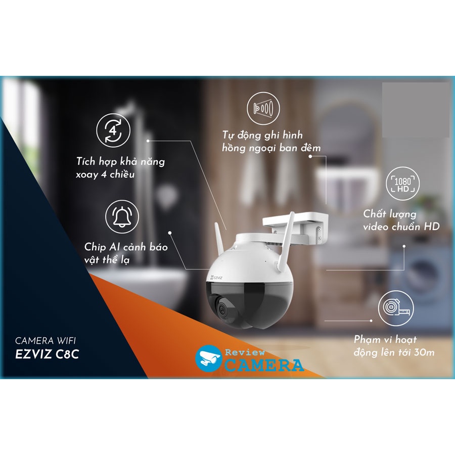 Camera PTZ EZVIZ 4Mp C8C - 2K+, IP Wifi Ngoài Trời, Điều Khiển Xoay 360 ...