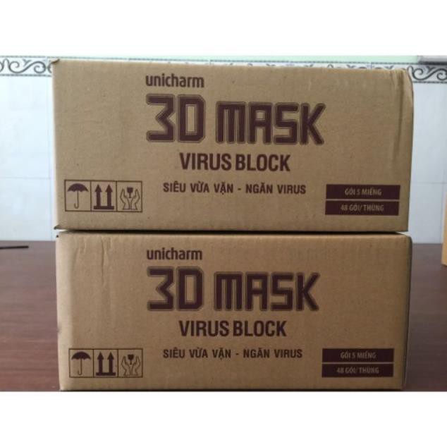 Thùng 48 gói khẩu trang Unicharm 3D Mask Virus Block | Shopee Việt Nam