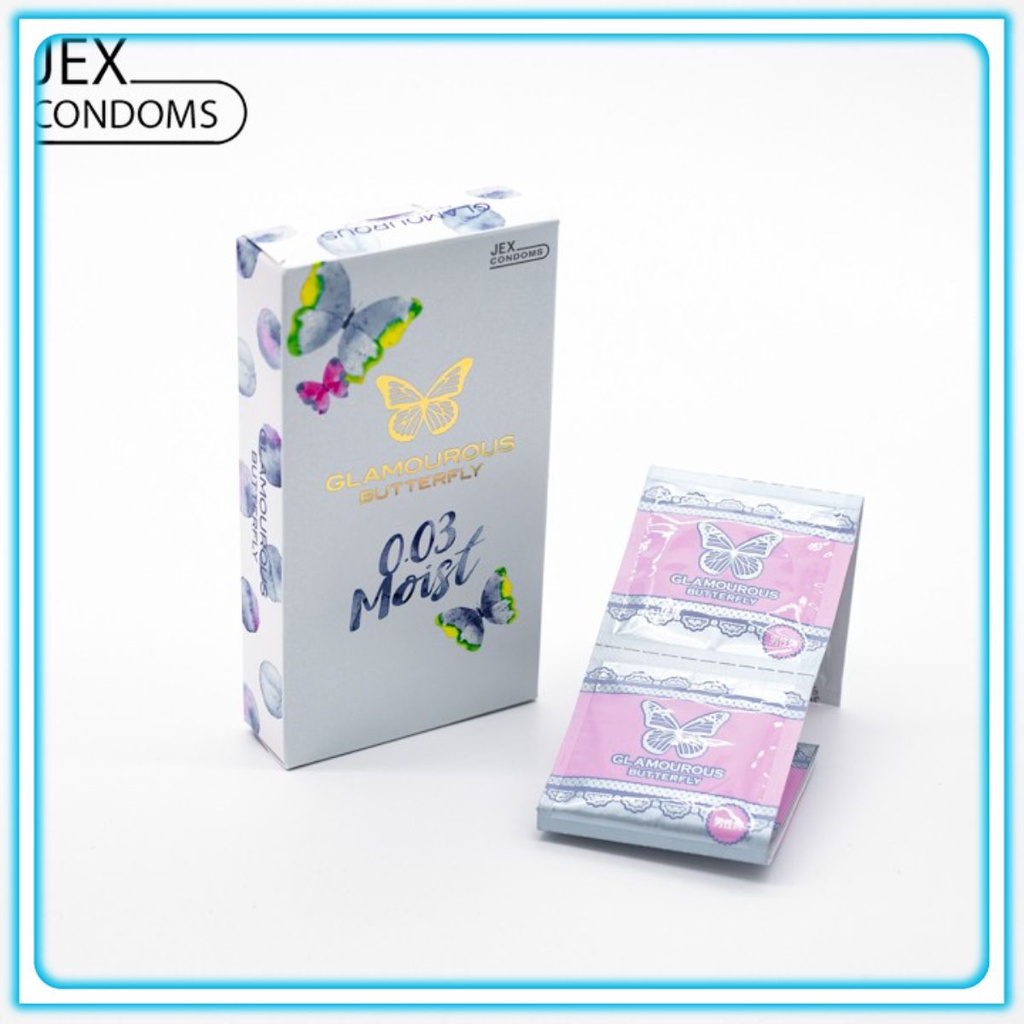 (Che tên sản phẩm) Bao cao su Jex Glamourous Butterfly 0.03 Moist (Hộp 10 chiếc) | Shopee Việt Nam