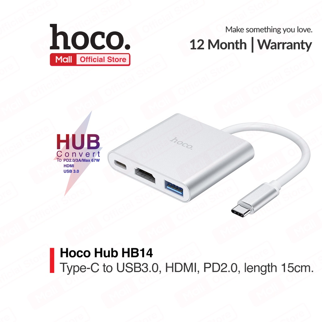 Hub chuyển Hoco HB14 TYPE-C Sang 3 cổng HDMI và USB 3.0 và TYPE-C | Shopee Việt Nam