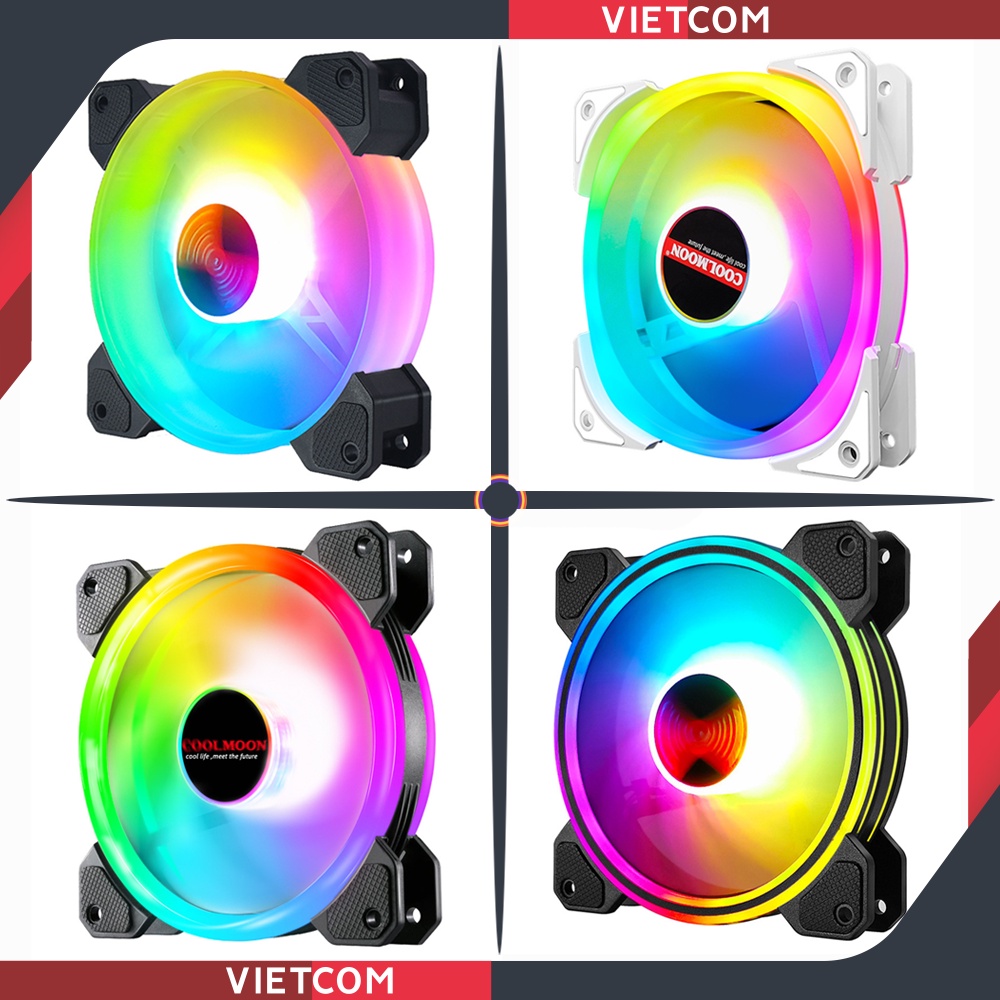 Bộ 4 Fan Led RGB Coolmoon + Bộ Hub Coolmoon và điều khiển - Tặng kèm ốc ...