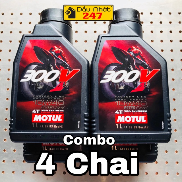 Combo 4 chai Motul 300v 10w40 (tem 3 lớp) | Shopee Việt Nam