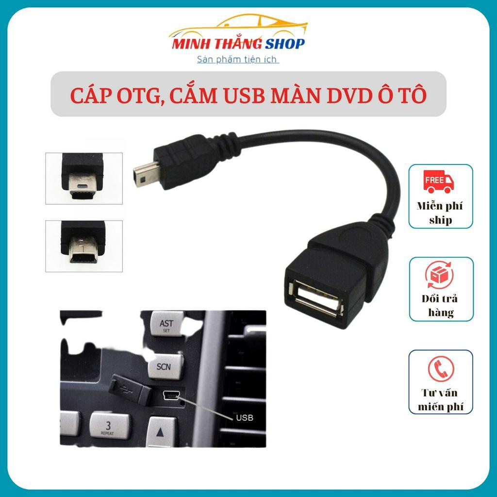 Cáp OTG đầu vuông Mini USB to USB. Cáp cắm USB ô tô | Shopee Việt Nam
