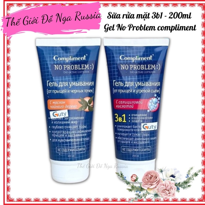 Sữa rửa mặt 3b1 - 200ml Gel No Problem compliment cho da dầu mụn của nga | Shopee Việt Nam