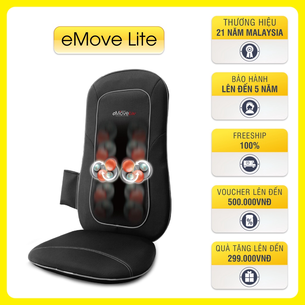 Đệm Massage Okia Emove Lite Kwh948 Mát Xa Vai Gáy Lưng Mông Đả Thông Khí Huyết Giảm Căng