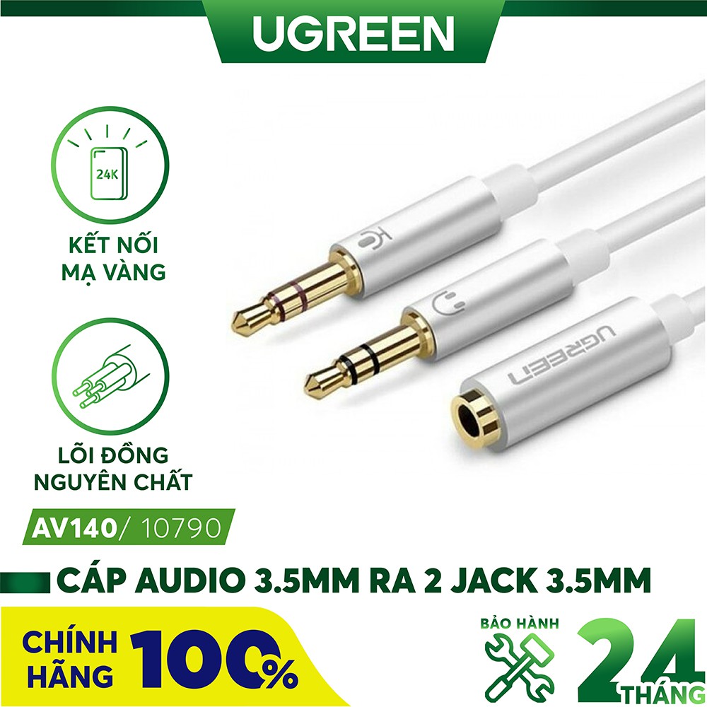 Cáp Audio 3.5mm ra 2 jack 3.5mm 1 loa 1 Mic Ugreen 10790 cao cấp | Shopee Việt Nam
