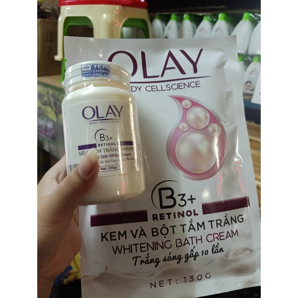 SET Kem và Bột Tắm Trắng Olay Body Cellscience B3+ Retinol | Shopee ...