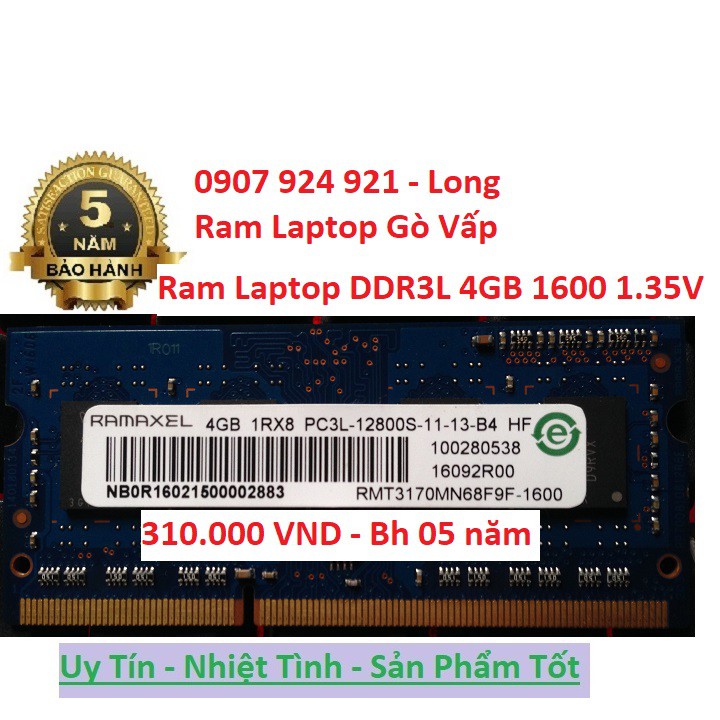Ram Laptop Ddr3l 4gb 1600 1 35v Cũ Shopee Việt Nam
