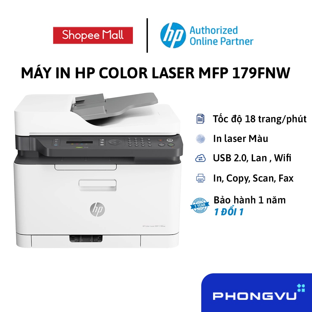 Máy in HP Color Laser MFP 179fnw - 4ZB97A - Bảo hành 12 tháng | Shopee ...