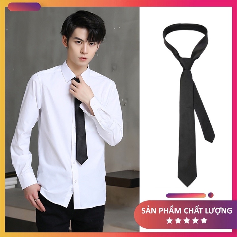 Cavat đen học sinh, cavat sinh viên, cavat kỷ yếu, chất vải lụa bản nhỏ đẹp | Shopee Việt Nam