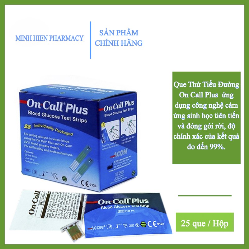 (Chính Hãng) Que Thử Đường Huyết OnCall Plus Hộp 25 Test | Shopee Việt Nam