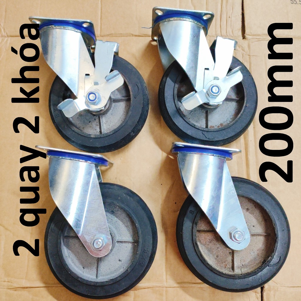 Bộ 4 Bánh xe đẩy chịu lực cao, đường kính 150mm, bánh gang, viền cao su ...