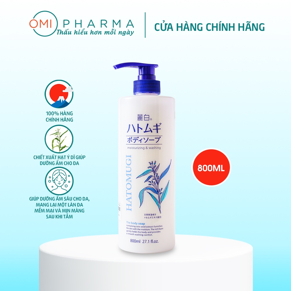 Sữa Tắm Dưỡng Ẩm Và Làm Sáng Da Reihaku Hatomugi Body Soap (800ml ...