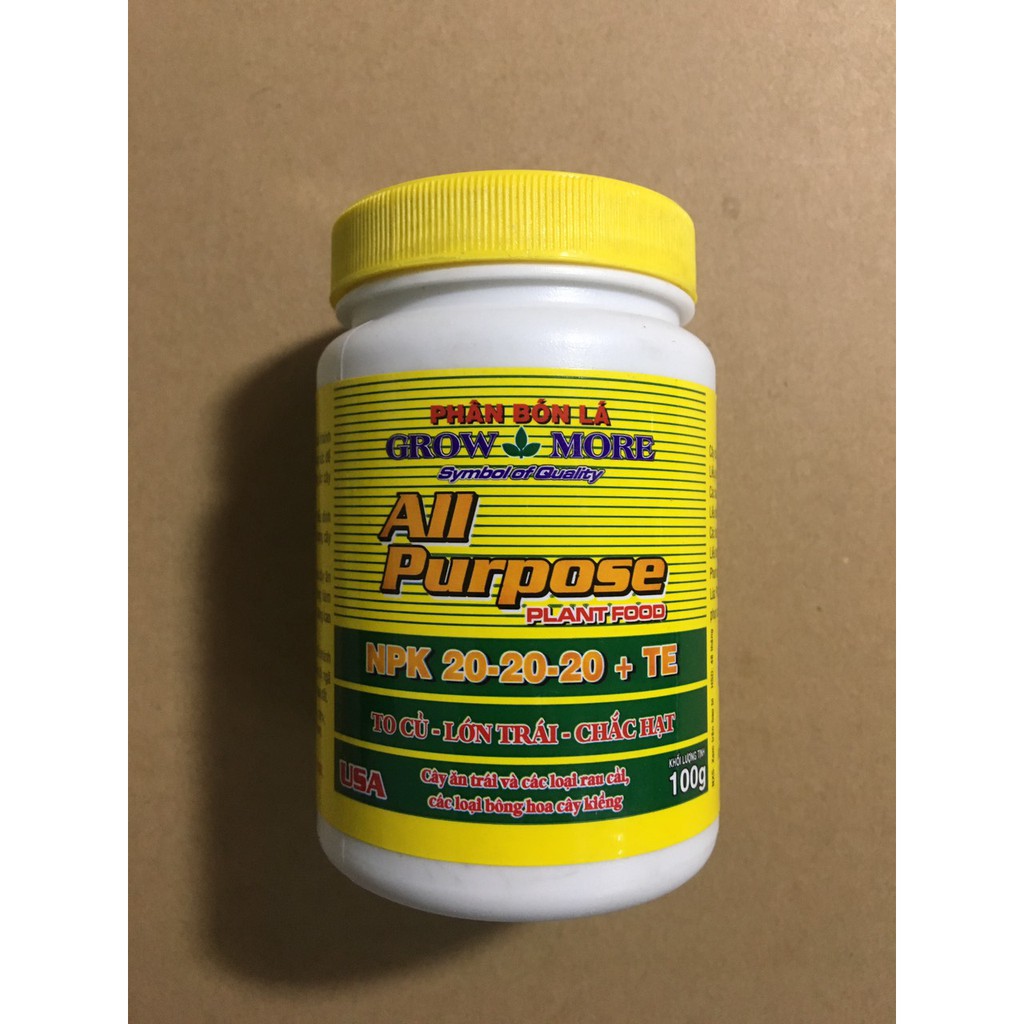 Phân bón lá Growmore 20-20-20 TE USA 100g | Shopee Việt Nam