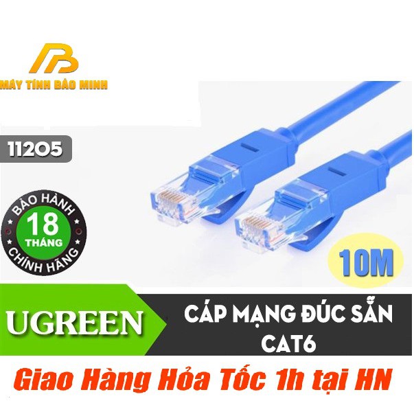 Dây mạng 2 đầu đúc Cat6 UTP 10m UGREEN 11205 | Shopee Việt Nam