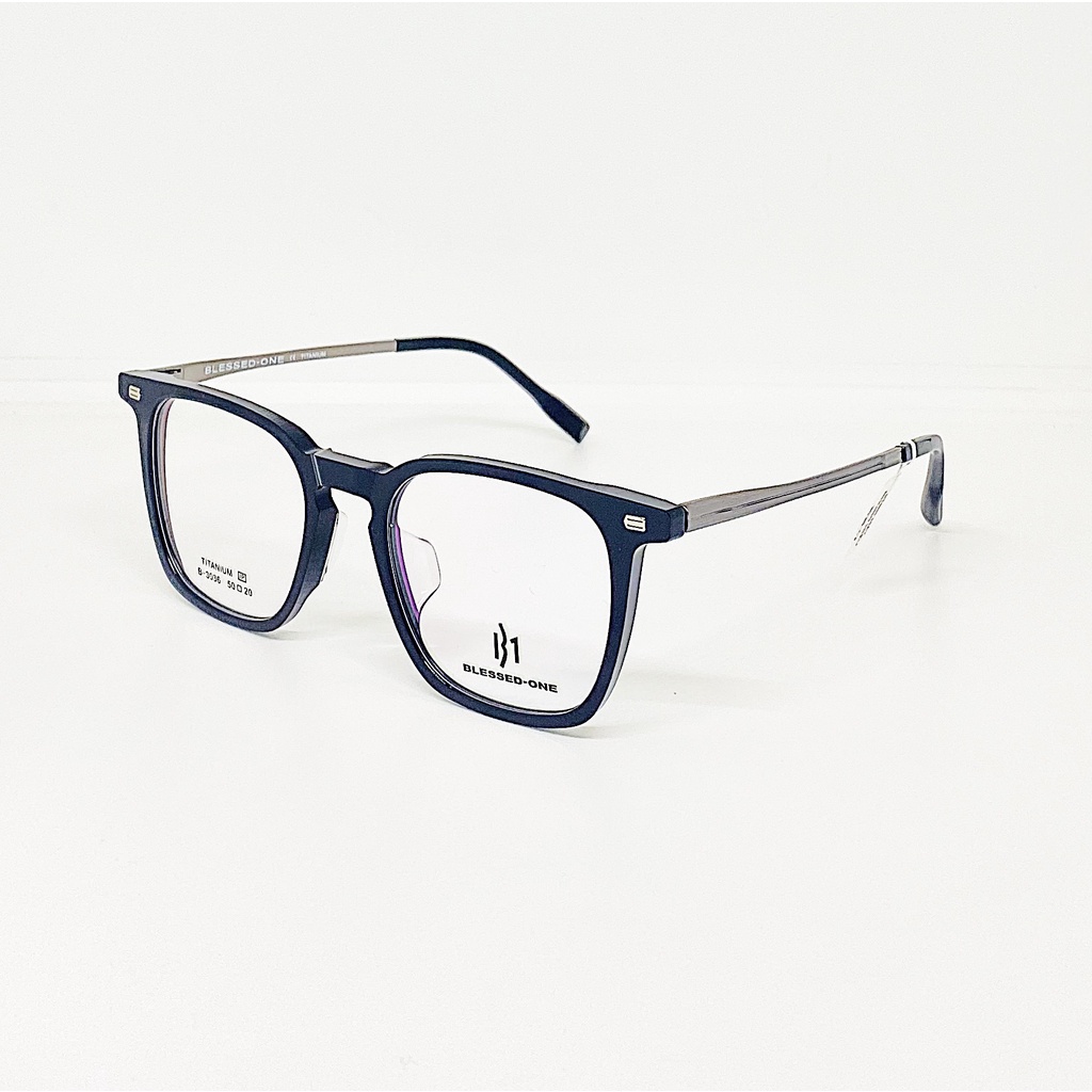 Gọng kính cận nam nữ NHUNG HIẾU dáng vuông 3036 blessedone nhựa acetate kết hợp titan cao cấp ...