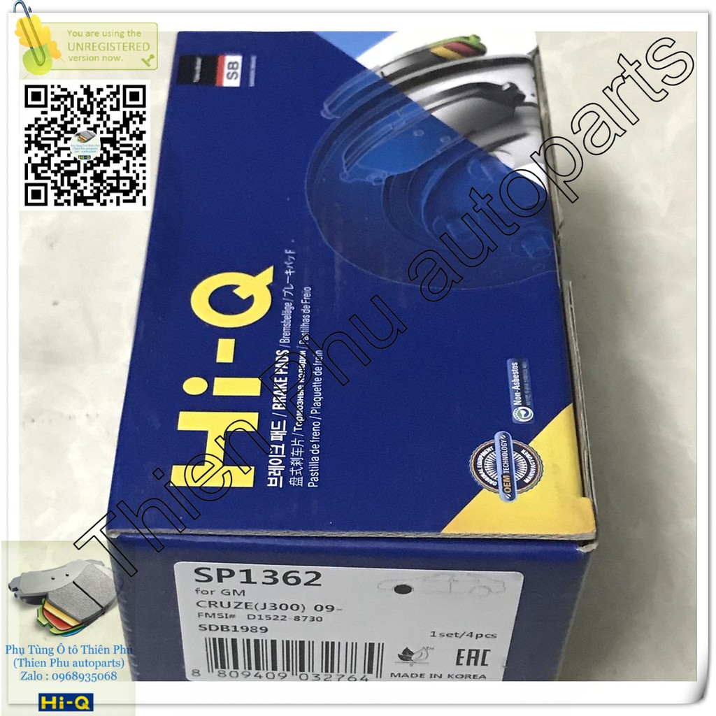 Má phanh chính hãng Hi-Q cho Cruze + Lacetti (10 -) trước - Bố thắng ...
