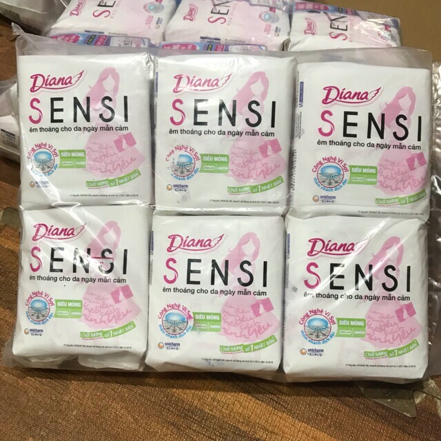 Combo 6 gói BVS Diana Sensi cho da mẫn cảm Không cánh 8 miếng | Shopee ...