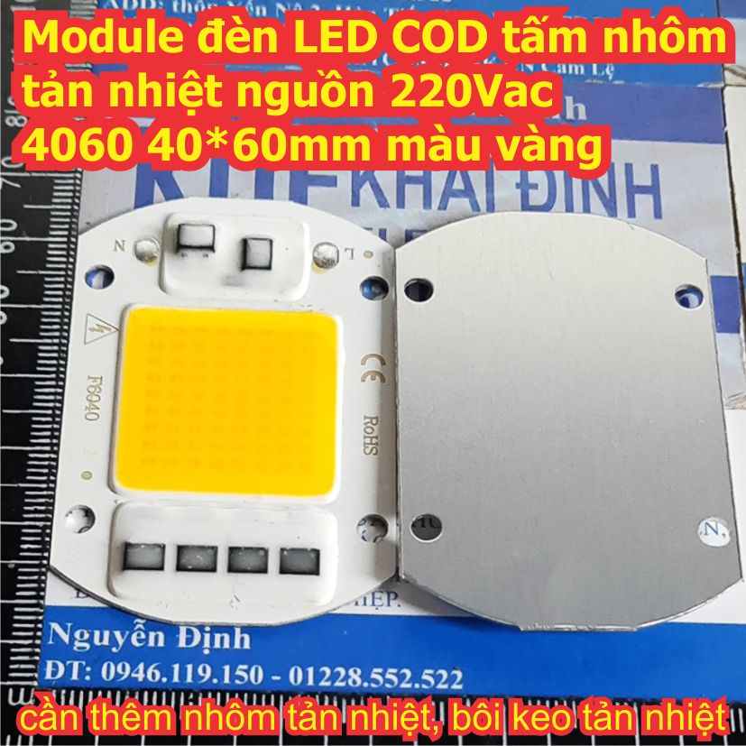 Module đèn LED COB tấm nhôm tản nhiệt áp 220Vac 4060 40*60mm màu trắng ...