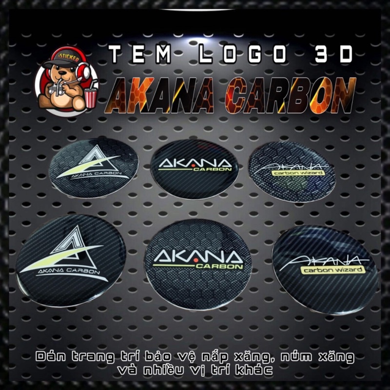 Tem sticker AKANA carbon logo nổi epoxy chính hãng decal ISO9001 dán ...