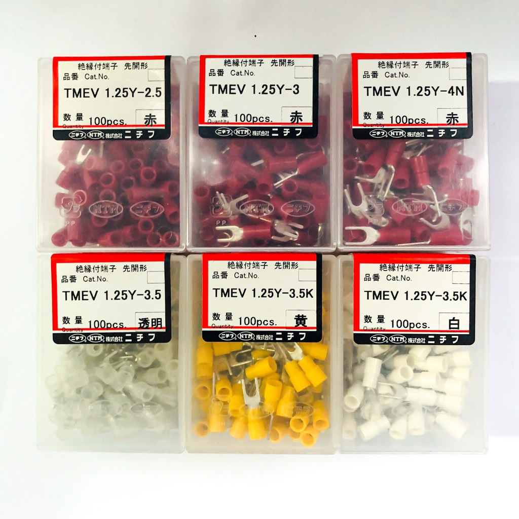 Đầu Cosse chữ Y Nichifu bọc nhựa cách điện TMEV 1.25Y - Hộp 100 cái | Shopee Việt Nam