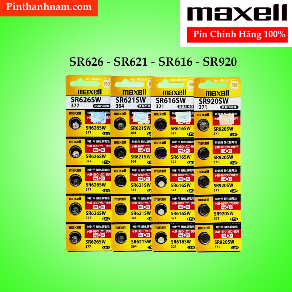 Vỉ 5 viên pin Maxell SR626 / SR621 / SR920 / SR616 thay pin đồng hồ đeo ...