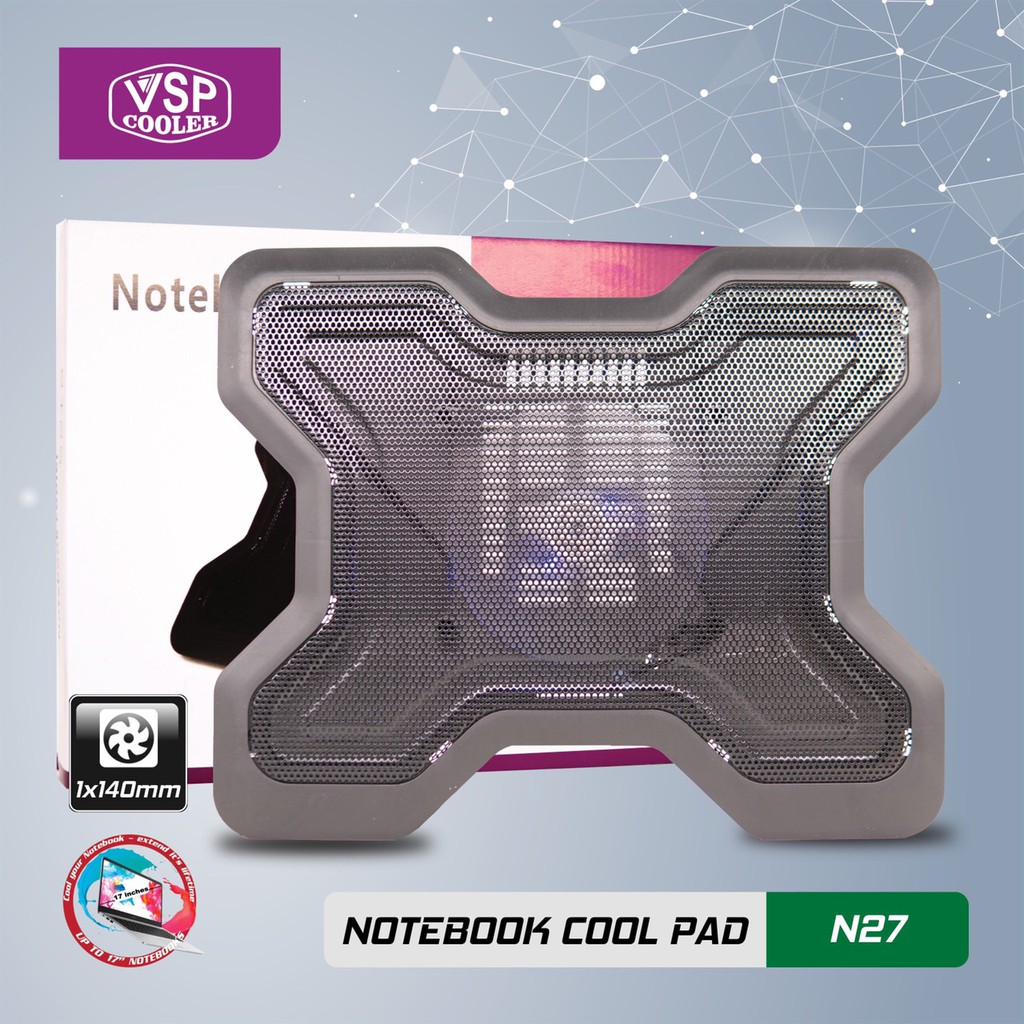 ĐẾ TẢN NHIỆT VSP N27- Fan VSP Cooler N27 (1*Fan 14cm)- Notebook cool pad N27- BẢO HÀNH 3 THÁNG ...