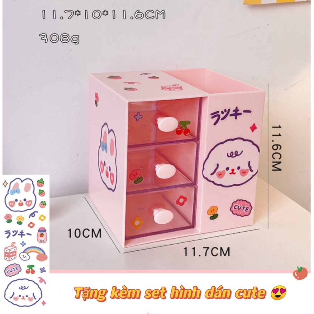 Kệ đựng bút, trang sức để bàn tủ văn phòng 5 ngăn trong suốt kèm ...