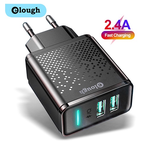 Củ sạc ELOUGH 2 cổng USB 2.4A cho nguồn của điện thoại di động Samsung Xiaomi chất lượng cao ...