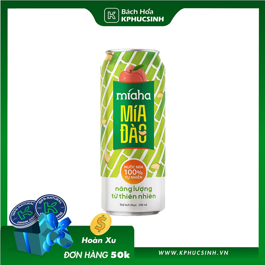 Nước Mía Đào Tự Nhiên Míaha Dung Tích 240Ml/Lon | Shopee Việt Nam
