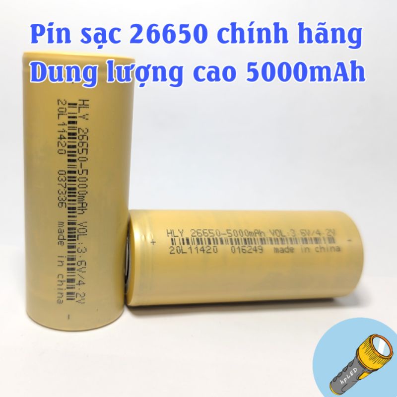 Cell pin sạc HLY 26650 3.7V chính hãng dung lượng thực 5000mAh 3.7V Li ...