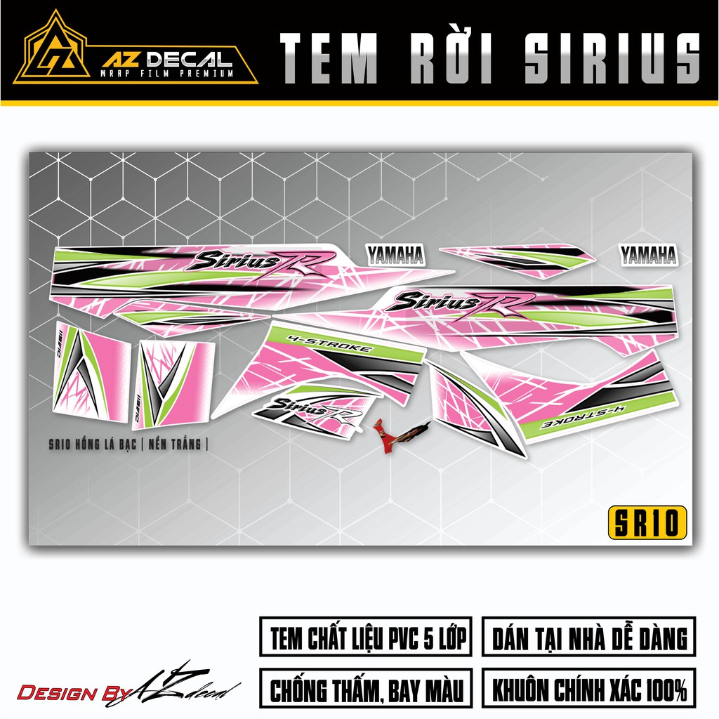 Tem Rời Xe Sirius RC Mẫu Họa Tiết | SR10 | Decal Chế PVC Chống Nước ...
