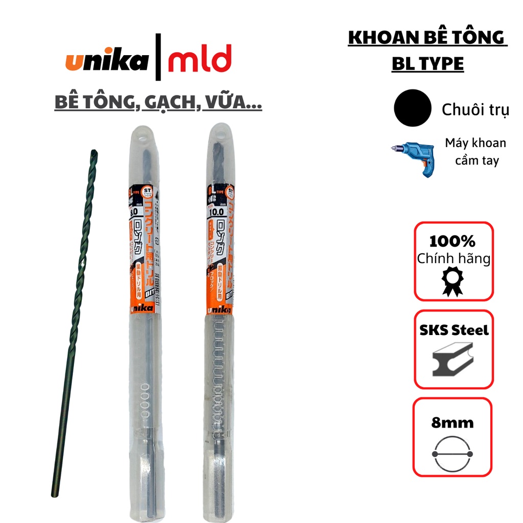 [JAPAN] [UNIKA] Mũi khoan tường, bê tông Unika chân tròn mã BL | Shopee Việt Nam