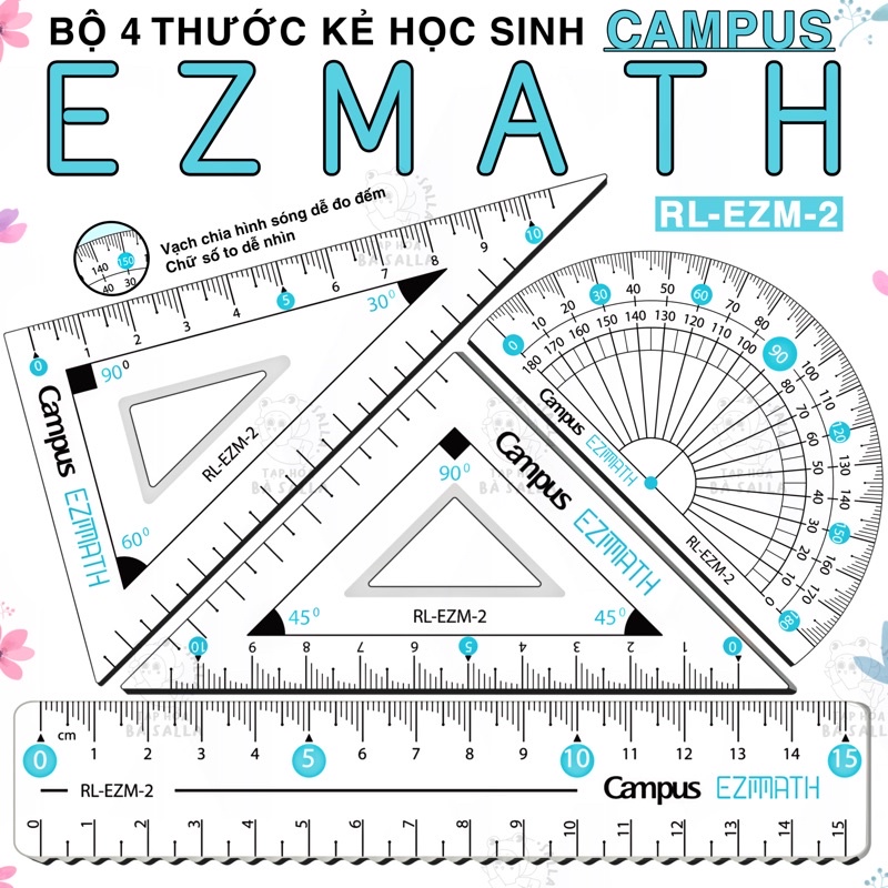 Bộ 4 thước kẻ học sinh Campus Ezmath | Shopee Việt Nam