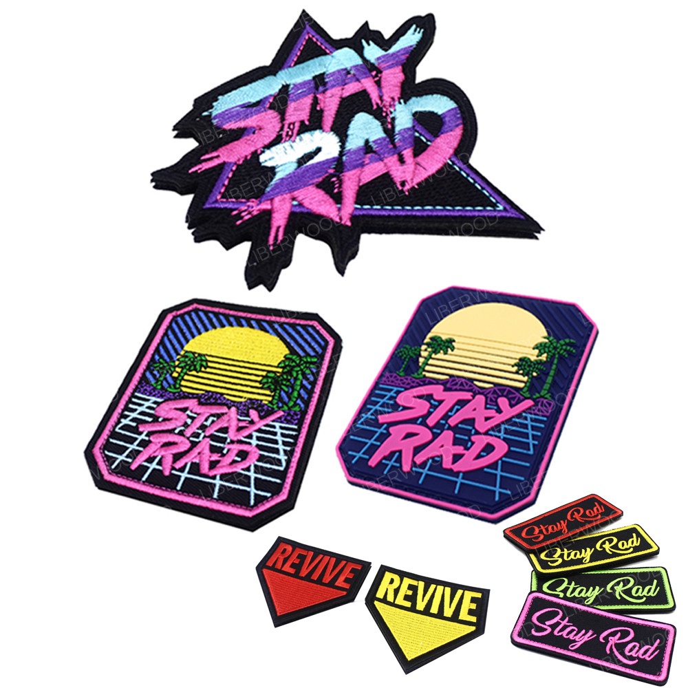 Stay Rad Thêu Mát Miếng Dán PVC Cao Su Huy Hiệu Cây Cọ Hoàng Hôn Móc ...