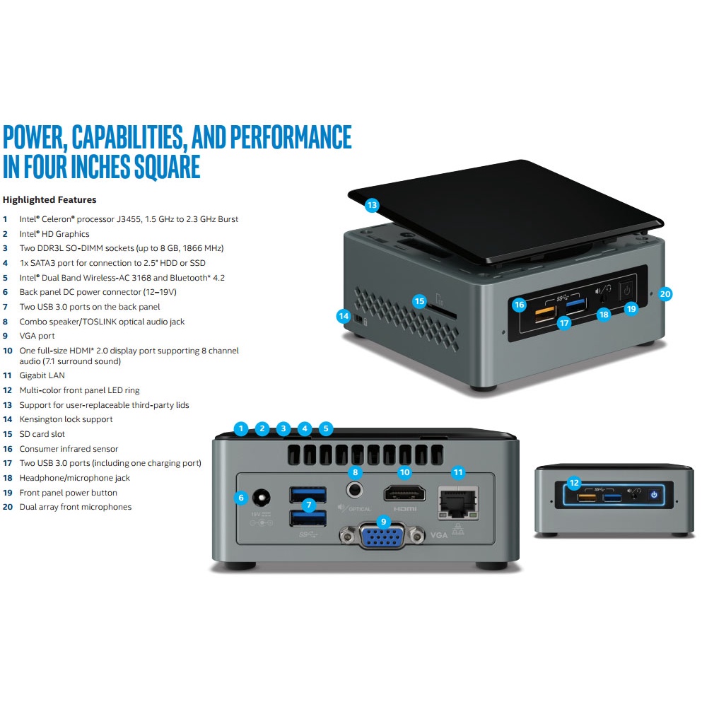 Máy tính mini Intel NUC 6 Celeron J3455 BOXNUC6CAYH(ĐA PHƯƠNG TIỆN TẤT CẢ TRONG 1) | Shopee Việt Nam