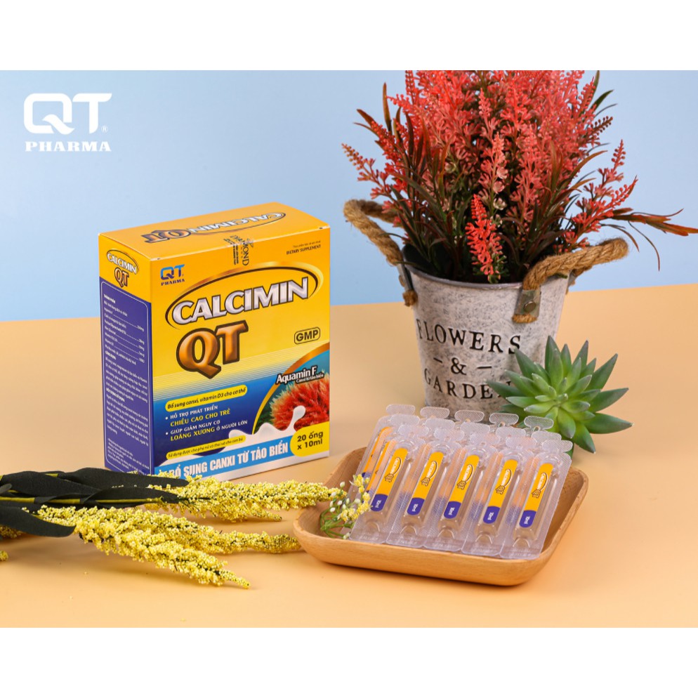 Calcimin QT Pharma Việt Nam hộp 20 ống bổ sung Aquamin F,FOS, kẽm ...